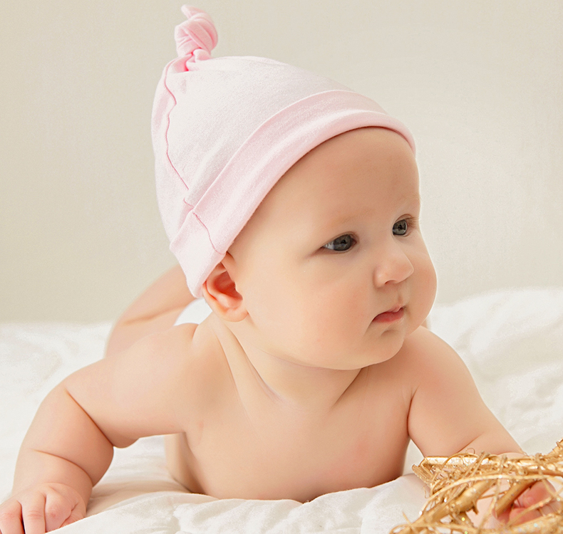 100% Organic Cotton Newborn Baby Hats - Soft Knotted Cap for infant 0-6 ...